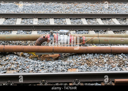pipe and valve system with sensors and electrical wiring between ...