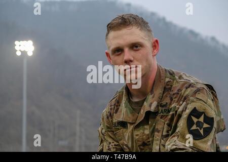 Sgt. Austin Amburgey, fire control specialist, assigned to Battery A ...