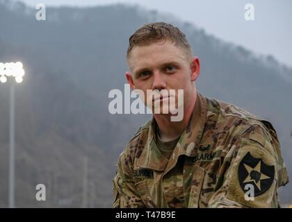 Sgt. Austin Amburgey, fire control specialist, assigned to Battery A ...