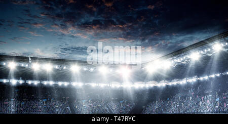 Tennis arena at night with spotlights Stock Photo - Alamy