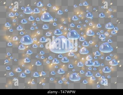 Water drops. Raindrops or showers, condensation on the glass. dew after ...