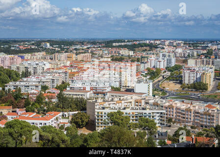 Aerial view of Setubal city in Portugal with Estadio do Bonfim Stock ...