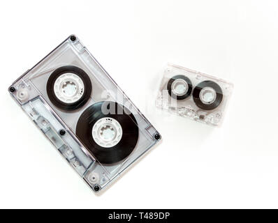 Different sizes of audio cassette tape isolated on white background ...