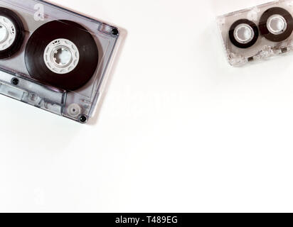 Different sizes of audio cassette tape isolated on white background ...