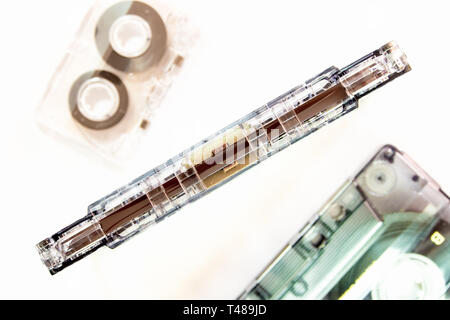 Different sizes of audio cassette tape isolated on white background ...