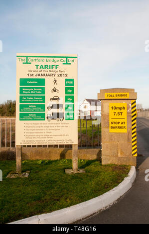 List of tolls on Cartford Toll Bridge that crosses the river Wyre to ...