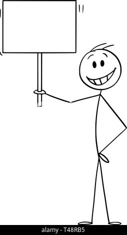 smiling stickman character holding sign with word BONUS Stock Vector ...