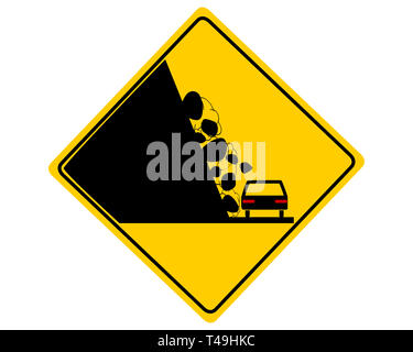 Rock falling warning sign isolated Stock Photo - Alamy