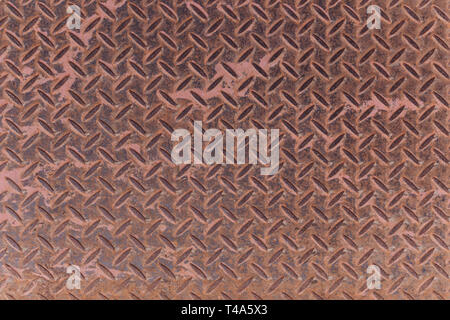 Top view diamond pattern old metal plate surface background and texture ...