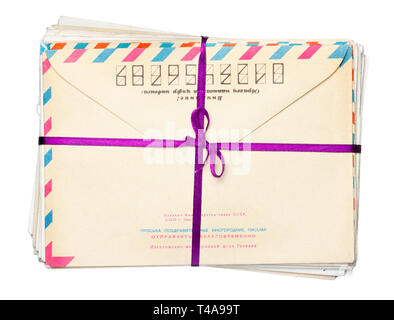 envelope stak crossed by ribbon Stock Photo - Alamy
