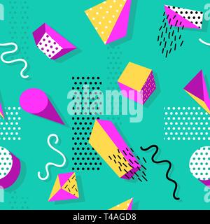 Memphis seamless pattern. Hipster postcards, fashion pop art elements ...
