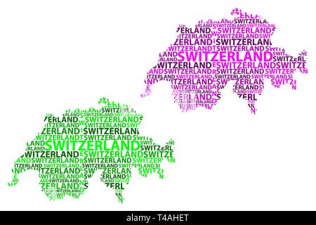 Sketch Switzerland letter text map, Swiss Confederation - in the shape ...