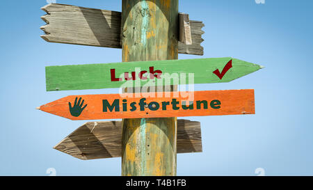 Street Sign to Luck versus Misfortune Stock Photo - Alamy