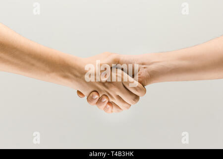 Handshake, friend's greetings. Teamwork, communications. Two hands ...