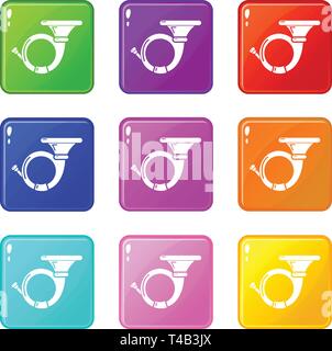 Cornet icons set 9 color collection Stock Vector Image & Art - Alamy