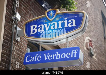 AMSTERDAM, NETHERLANDS - JULY 8, 2017: Bavaria beer sign in Amsterdam ...