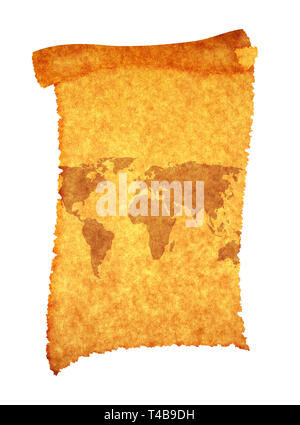 World map rolled up into scroll Stock Photo - Alamy