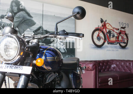 Jawa showroom in Jaipur, India on March 17, 2019. Java was founded in ...