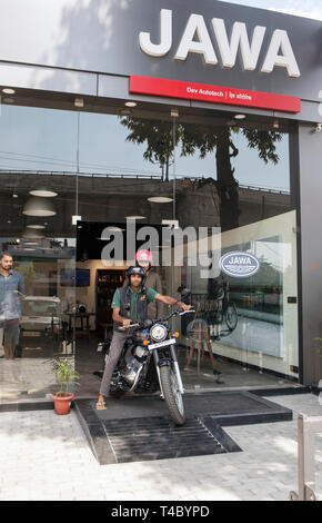 Jawa showroom in Jaipur, India on March 17, 2019. Java was founded in ...