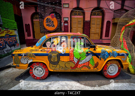 Beautiful graffiti seen on an old Taxi during the occasion. Artists ...