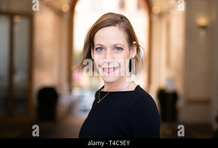 16 April 2019, Hamburg: The actress Stephanie Japp is on set during a ...