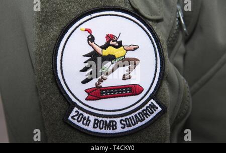 A 20th Bomb Squadron patch is worn by Capt. Richard “Hash” Brown, 20th ...