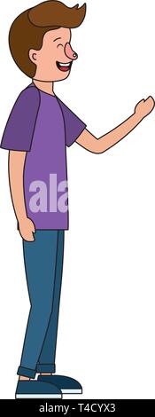 man body with left hand raised cartoon vector illustration graphic ...