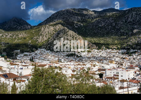 View of Ubrique a White town in Andalucia Spain with a foreground of ...