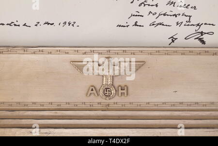 Adolf Hitler - an official silver presentation frame, Hand-hammered ...