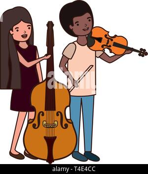 couple with musical instruments avatar character Stock Vector Image ...