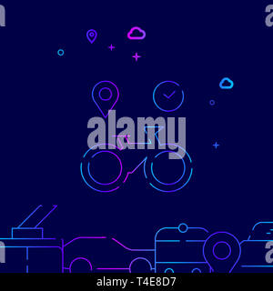 Bike or Bicycle Rental Line Icon. City Urban Transport Symbol ...