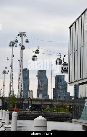 Emirates cable car, for views over London across the river thames Stock ...