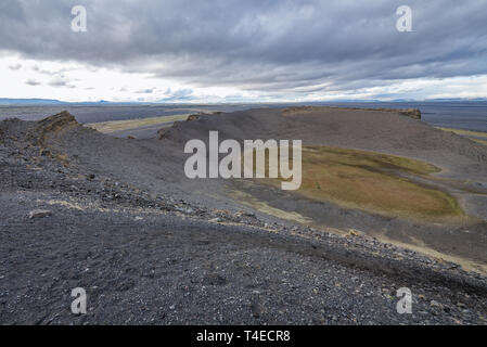 Amphitheatre shaped Hrossaborg crater in northeast part of Iceland ...