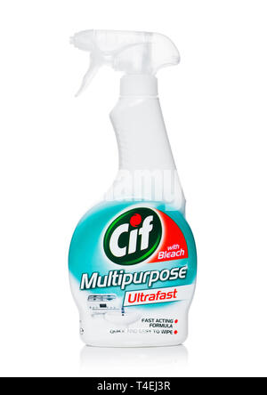 Spray bottle of Cif multipurpose cleaner on white background Stock ...