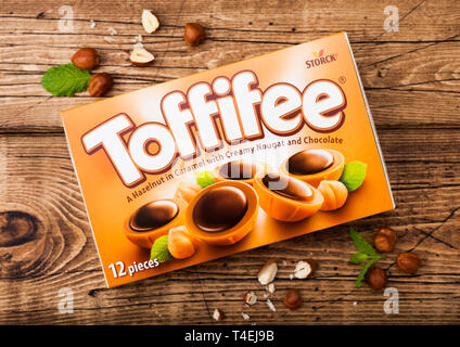Toffifee hazelnut caramel with creamy nougat and chocolate Stock Photo ...