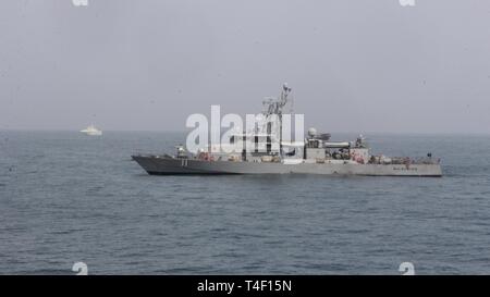 ARABIAN GULF (April 3, 2019) Qatar Coast Guard patrol boat QC 810 ...