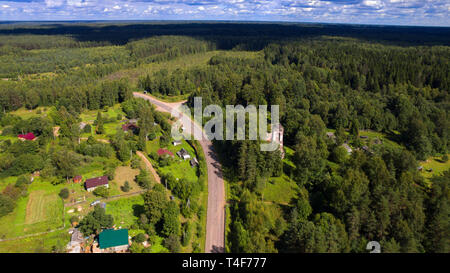 View from above on Uzhin Village, Valdaisky District, Novgorod Region ...