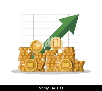 Stack of golden coin with computer chip. Computer monitor. Money and ...