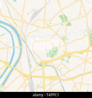 Printable map of Saint-Denis, France with main and secondary roads and ...