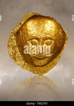 Mycenaean gold death masks from Grave Circle A, centre mask of ...