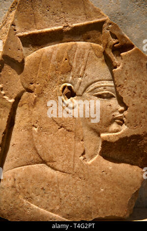 Quartz ancient Egyptian relief sculpture of Queen Tiy from the funerary ...
