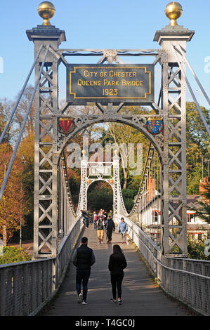 Queens Park Bridge, Chester Suspension Bridge Stock Photo - Alamy