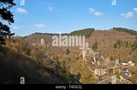 Near the Eifel city Manderscheid Germany are the ruins of two castles ...