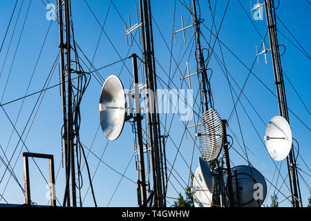 Communication towers, antennas and dishes over the mountain Stock Photo - Alamy