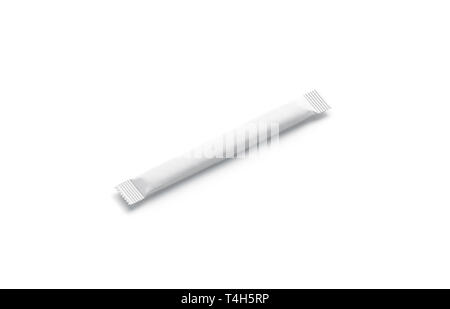 Clear blank white sugar packet mock up, isolated, side view, 3d ...