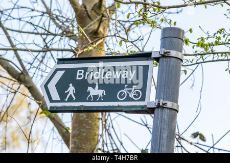 Right of way public sign for cyclists pedestrians and horse riding on ...