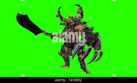 Demon butcher 3d render for chromakey fone Stock Photo - Alamy