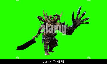 Demon butcher 3d render for chromakey fone Stock Photo - Alamy