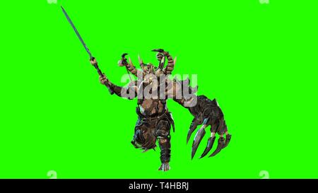 Demon butcher 3d render for chromakey fone Stock Photo - Alamy