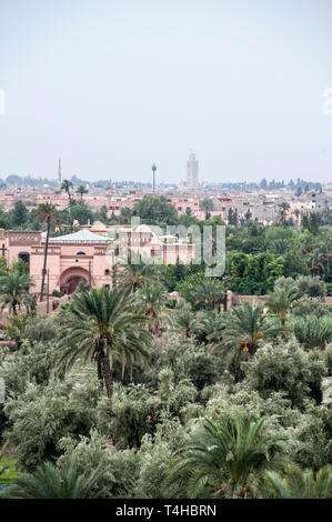 Panoramic view of Marrakesh and the snow capped Atlas mountains ...